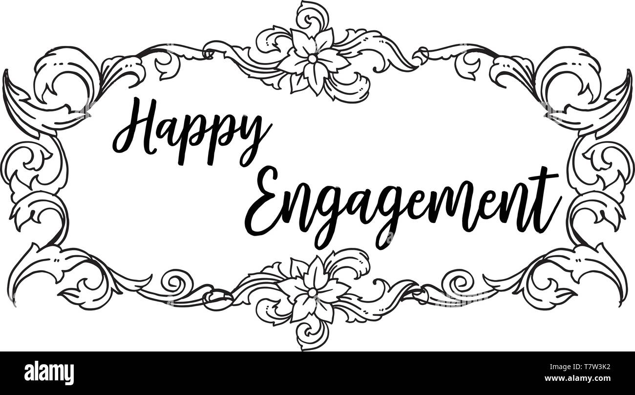 Vector illustration greeting card happy engagement with beautiful ...