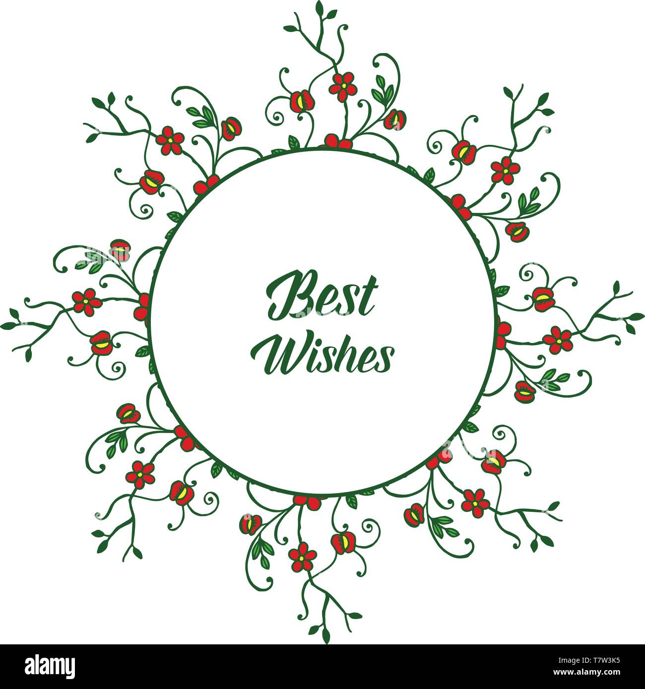 Vector illustration beauty of red wreath frame with greeting card of ...