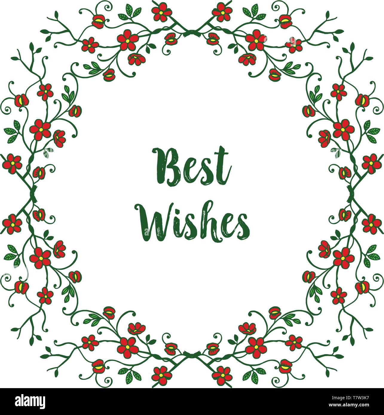 Vector illustration beauty of red wreath frame with greeting card of ...