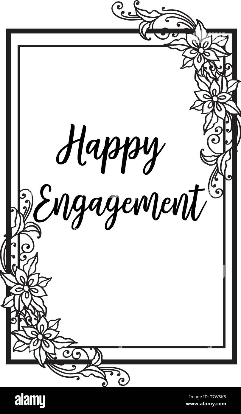 Vector illustration greeting card happy engagement with beautiful ...