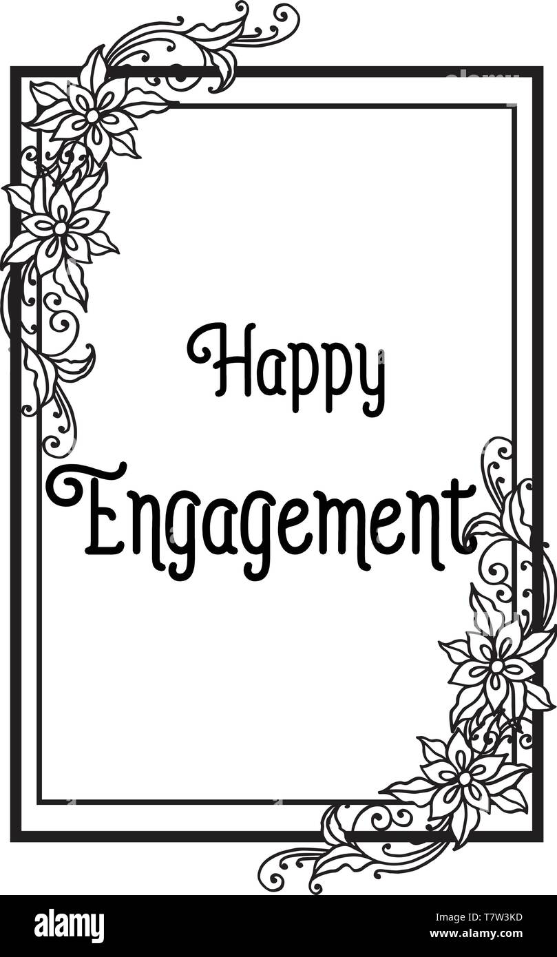 Vector illustration greeting card happy engagement with beautiful ...
