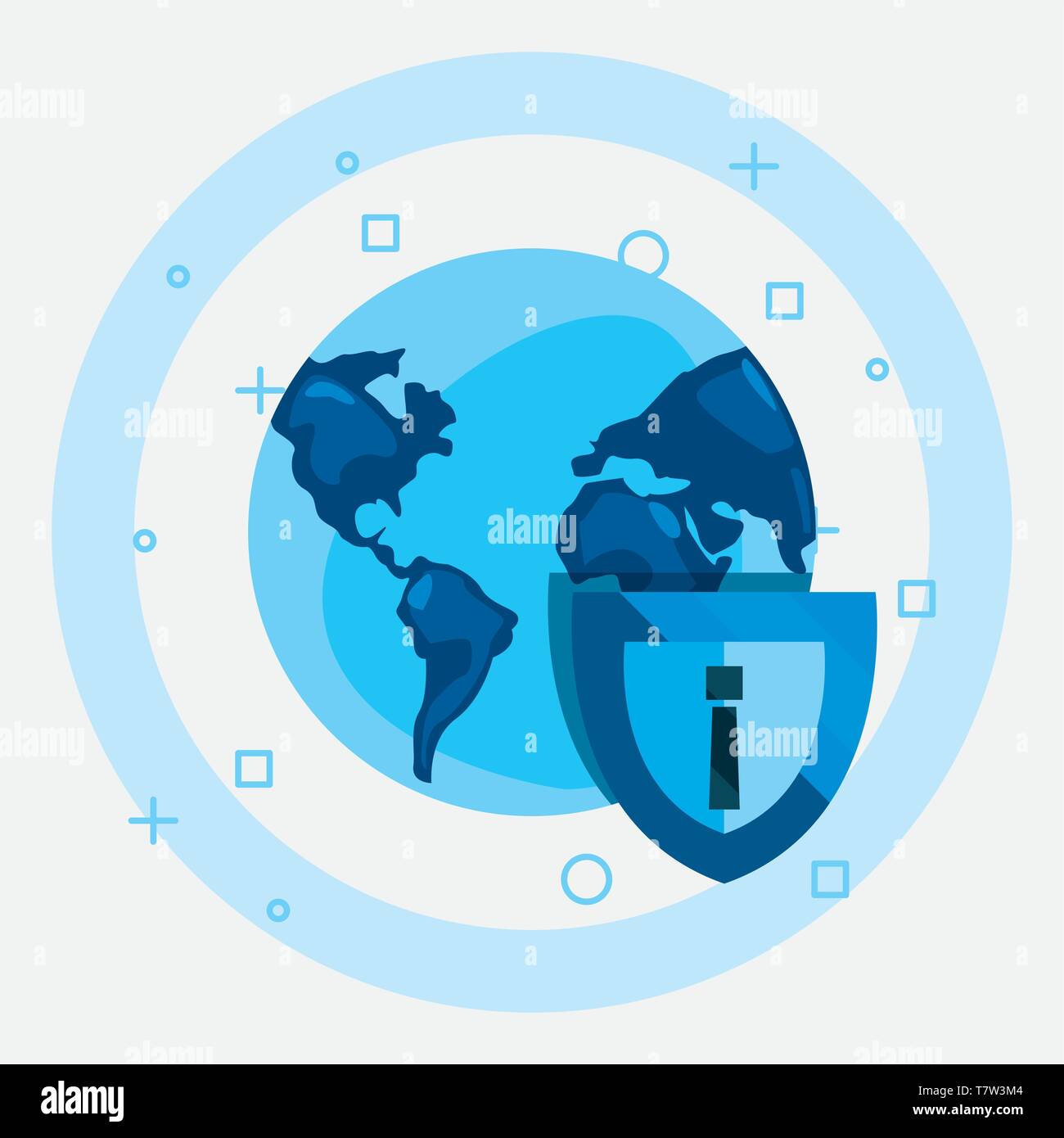 world shield cybersecurity data protection vector illustration Stock ...