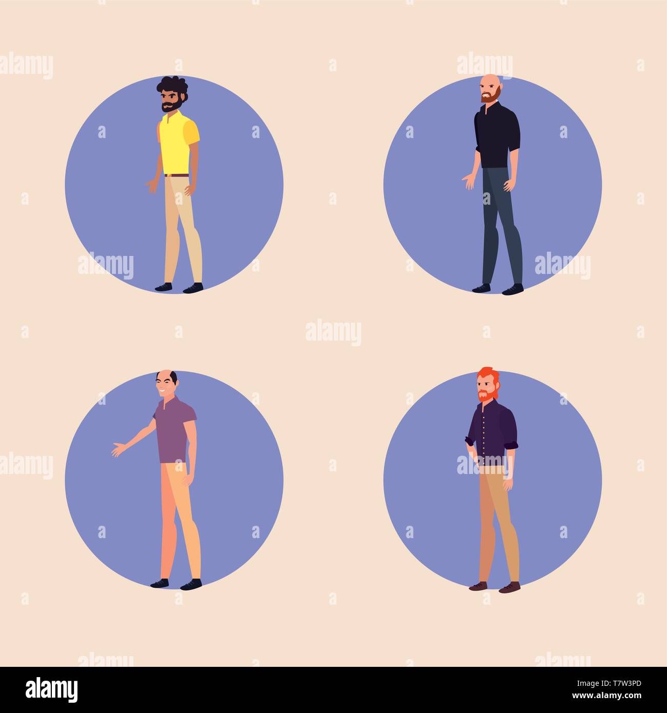 men characters set male standing vector illustration Stock Vector Image ...