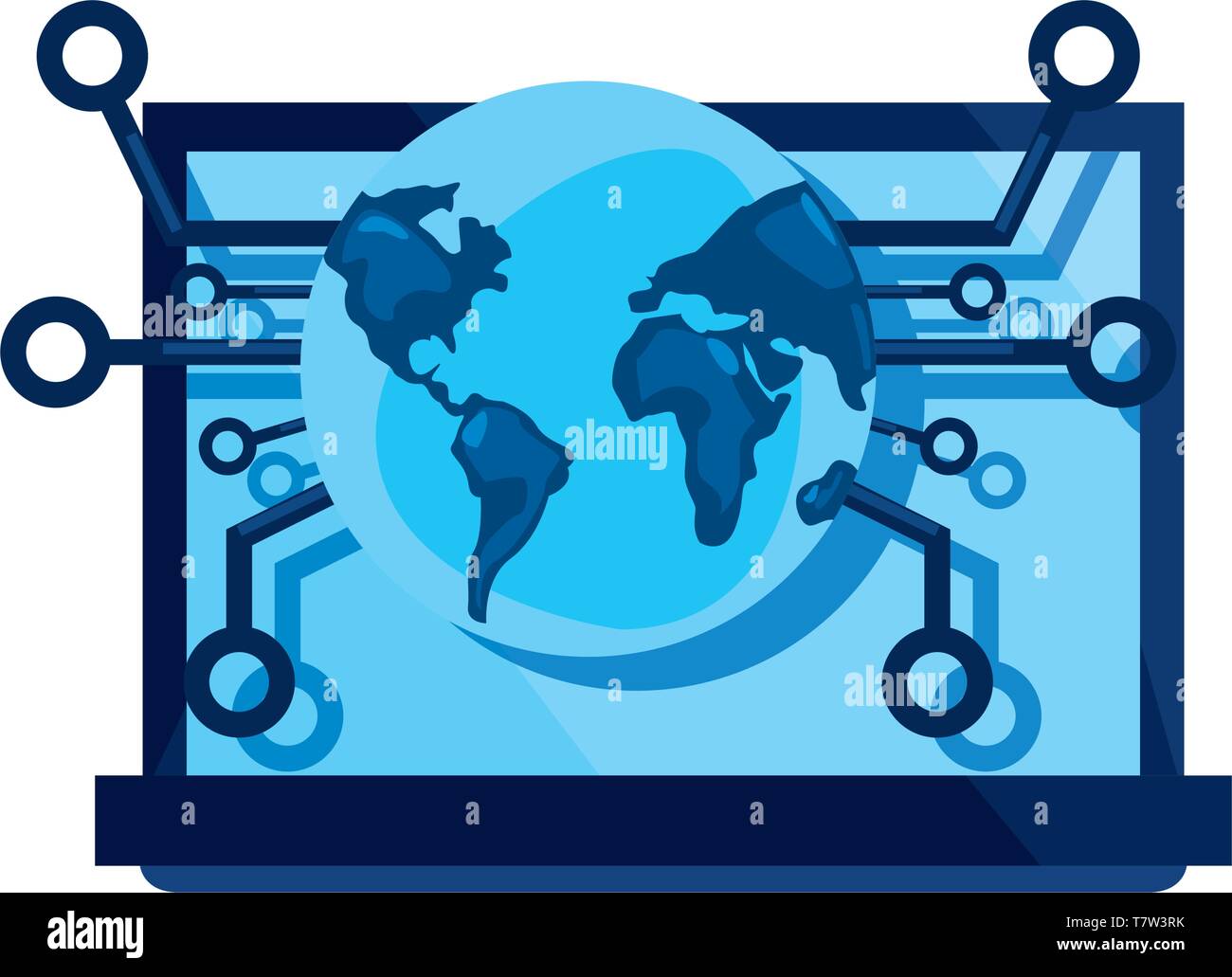 laptop world connected cybersecurity data protection vector ...