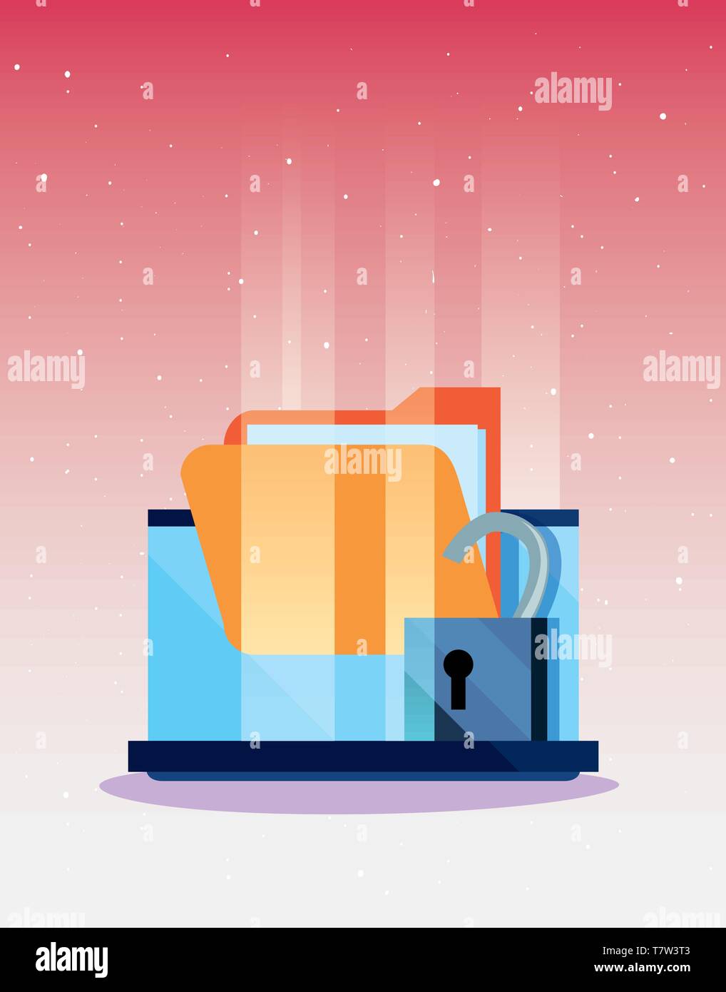 laptop folder open padlock hacker attack cybersecurity data protection ...