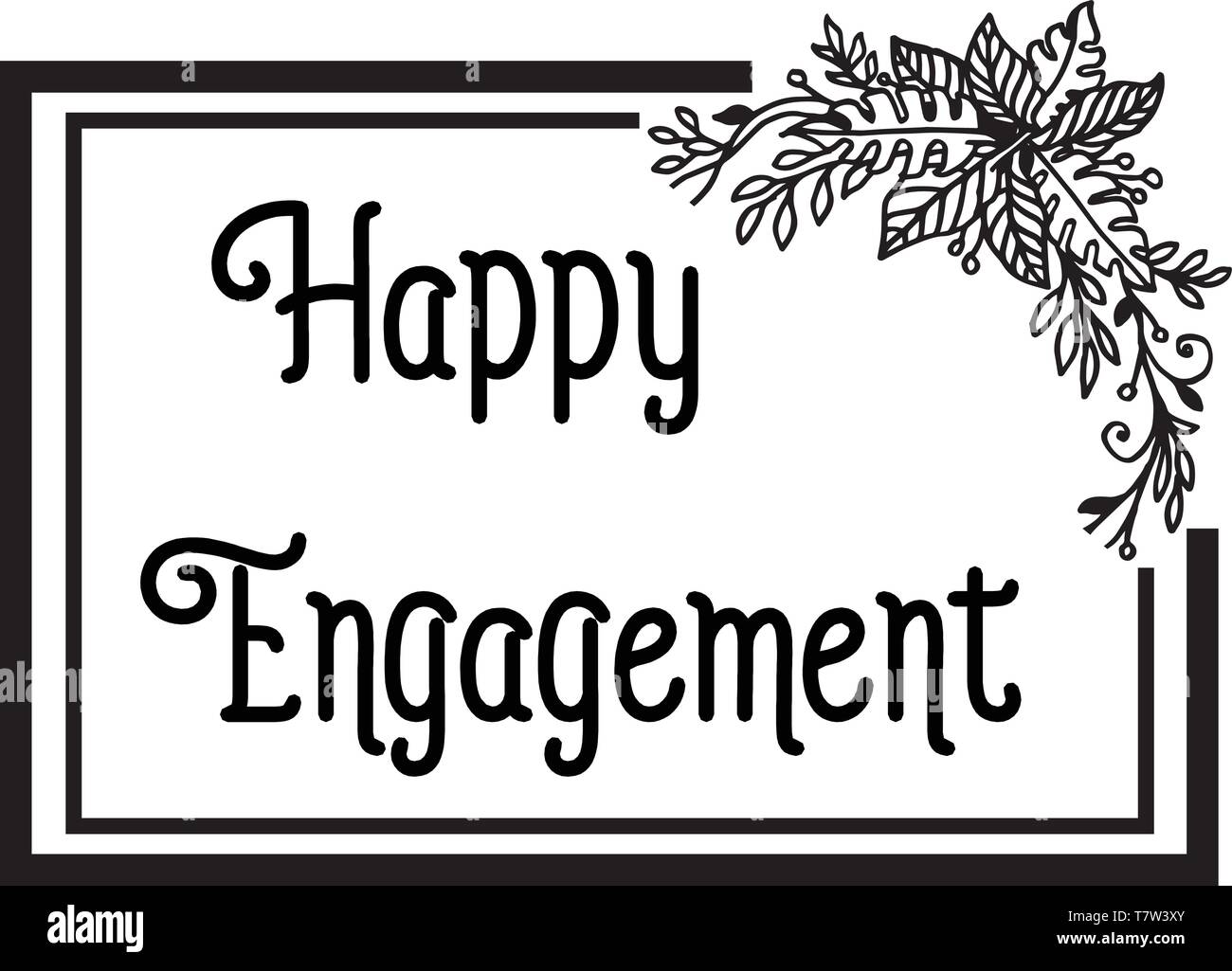 Vector illustration invitation card of happy engagement with ornate of ...