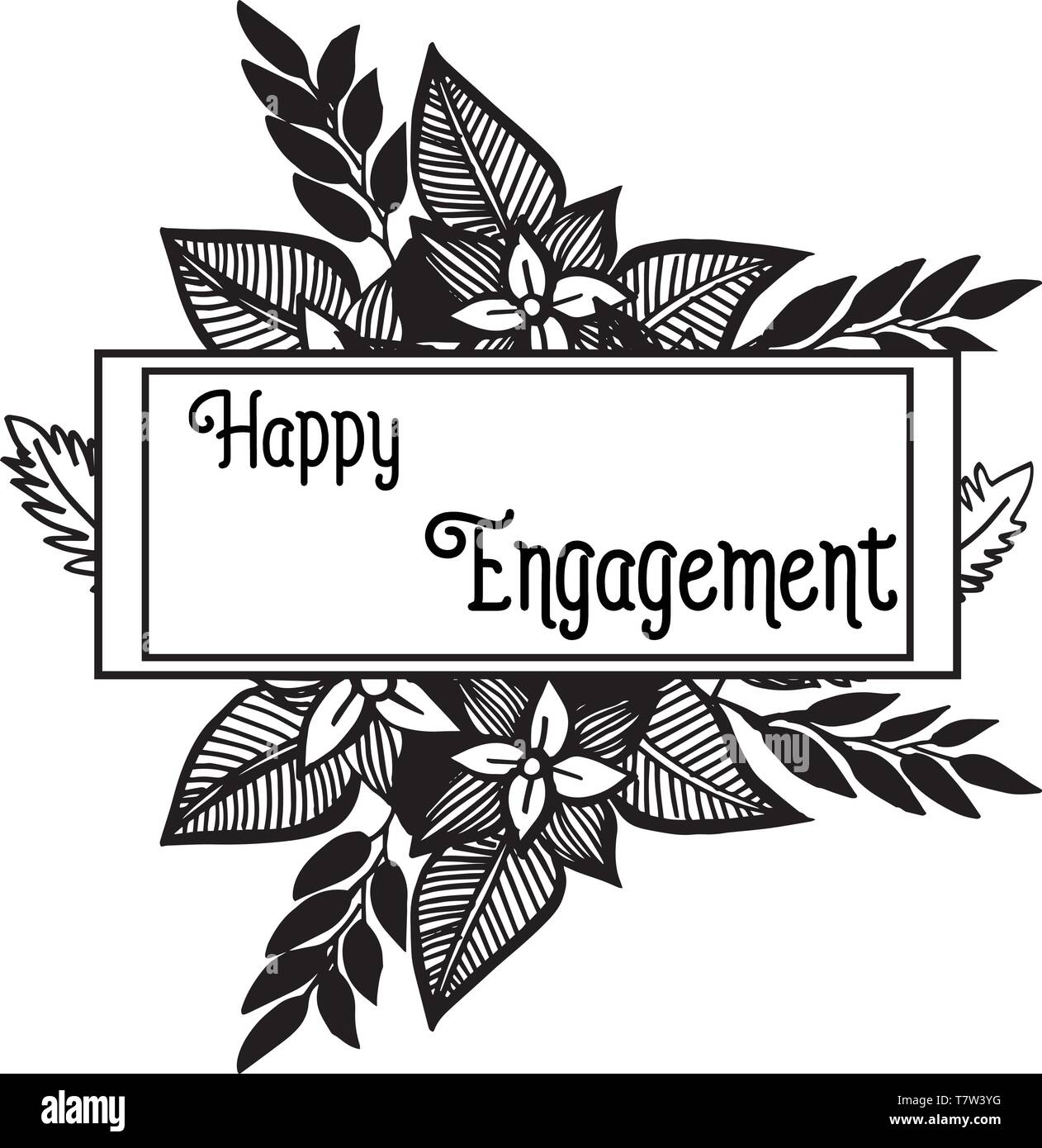 Vector illustration invitation card of happy engagement with ornate of ...
