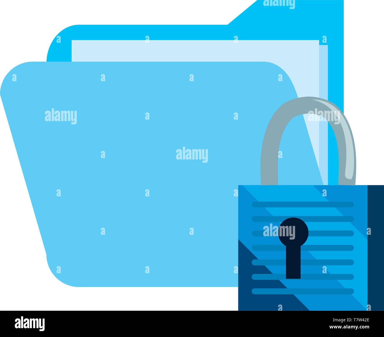 folder file padlock cybersecurity data protection vector illustration ...