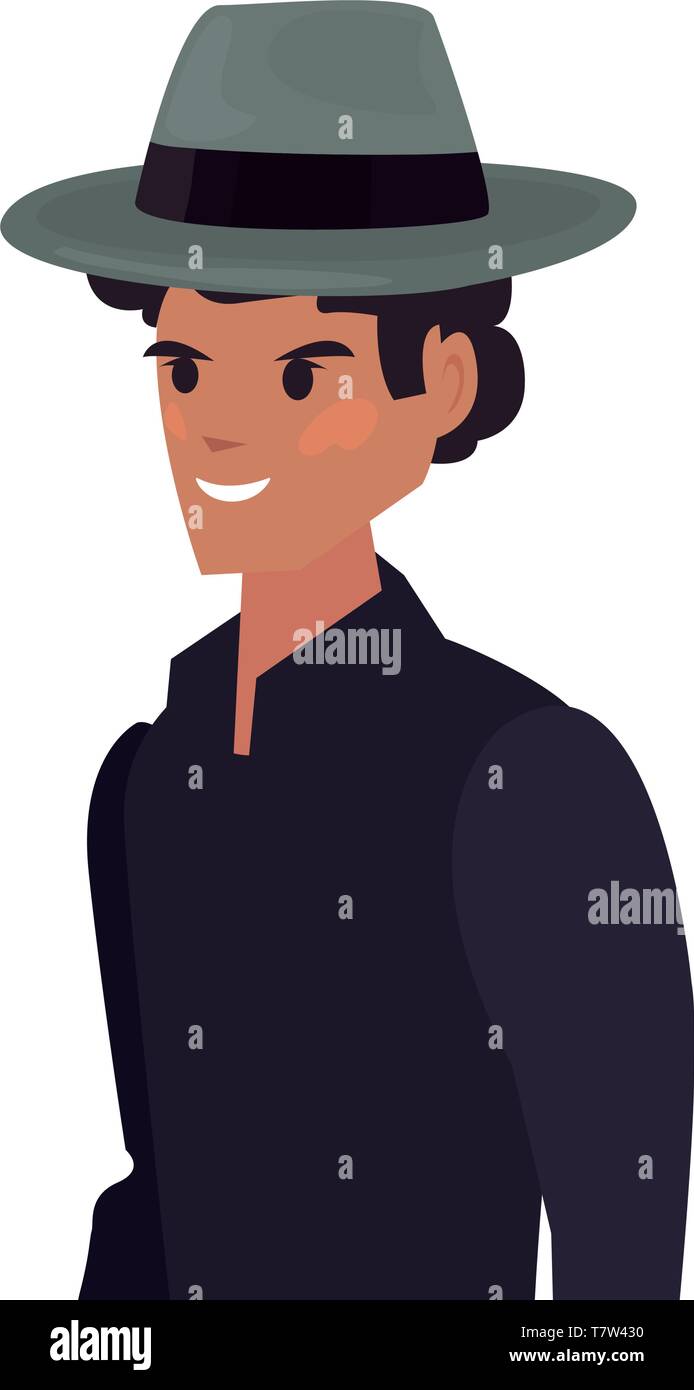 man wearing hat happy fathers day vector illustration Stock Vector ...