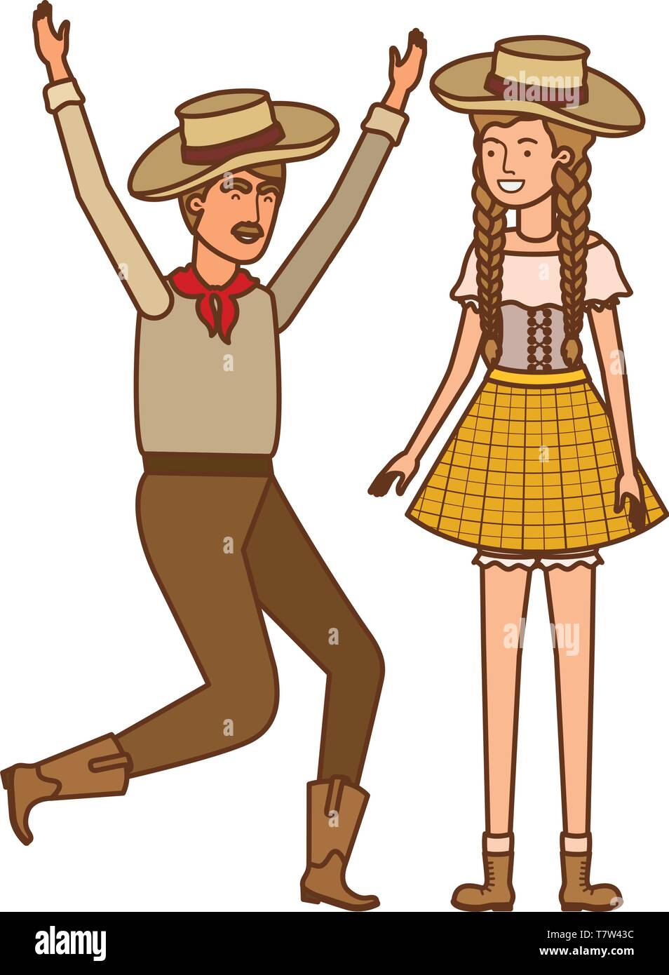 farmers couple dancing with straw hat Stock Vector Image & Art - Alamy