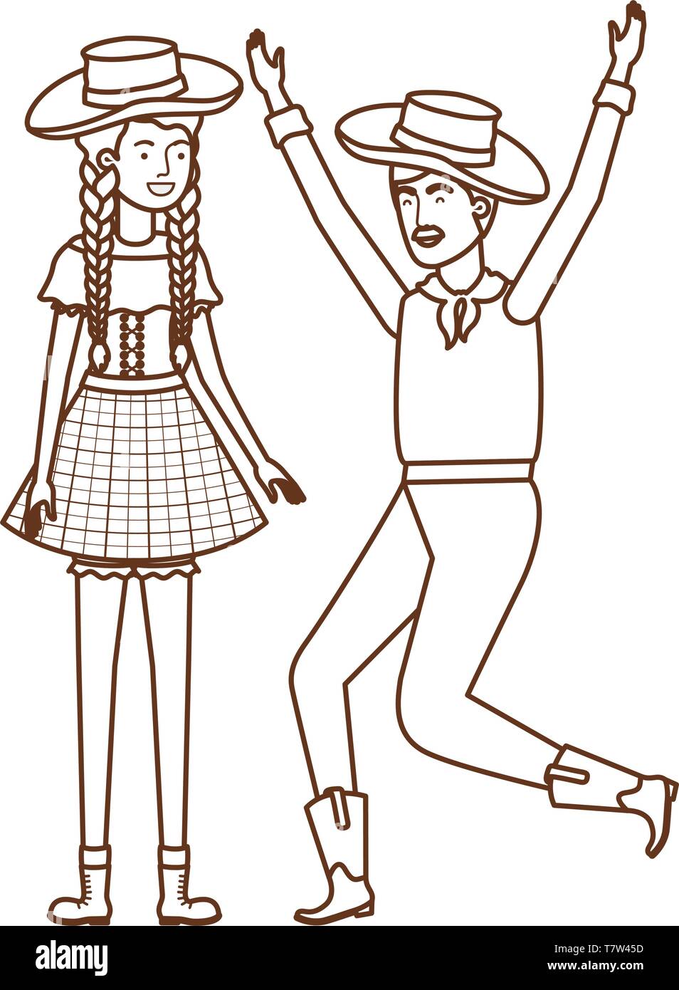 farmers couple dancing with straw hat Stock Vector Image & Art - Alamy