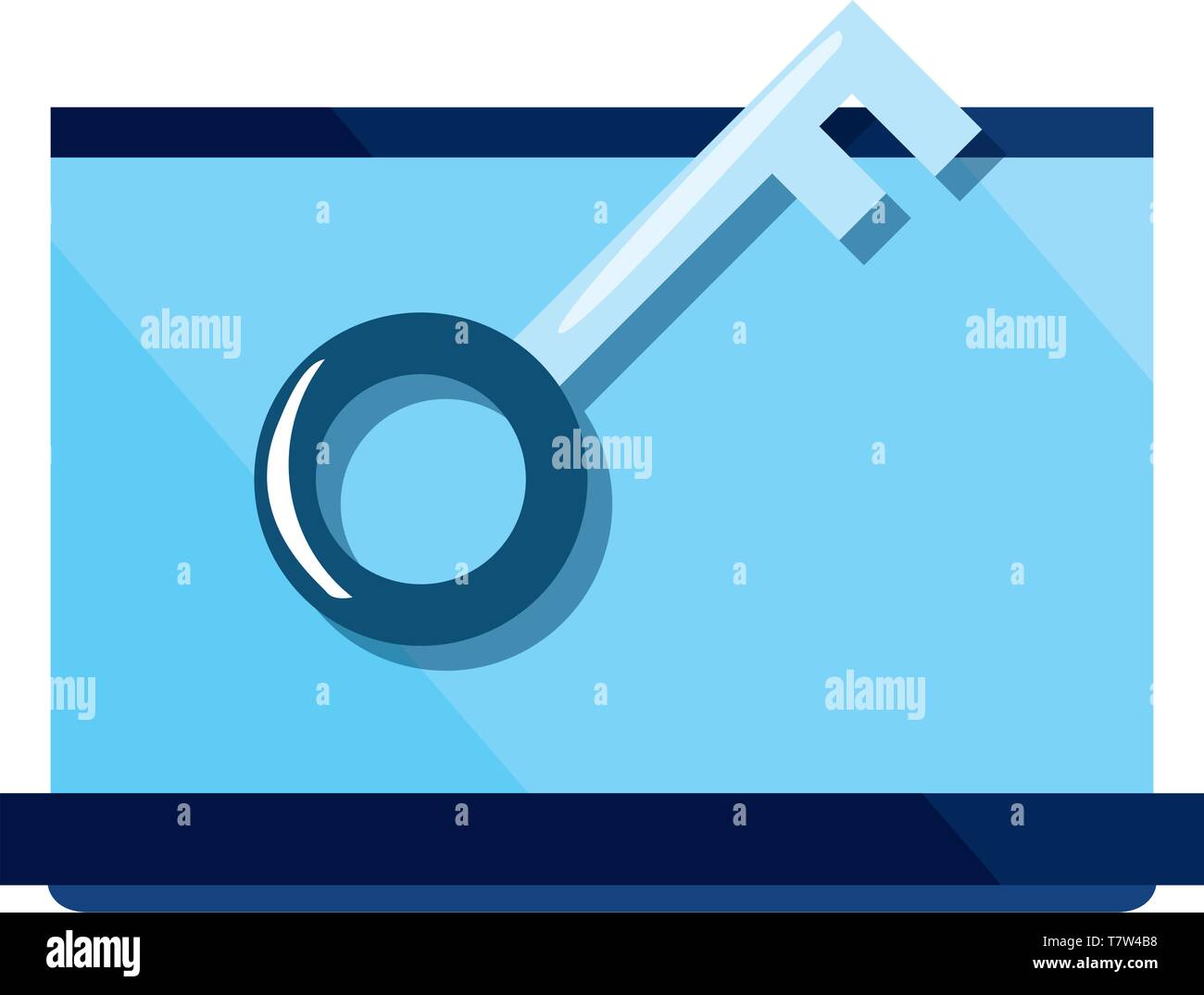 laptop key cybersecurity data protection vector illustration Stock ...