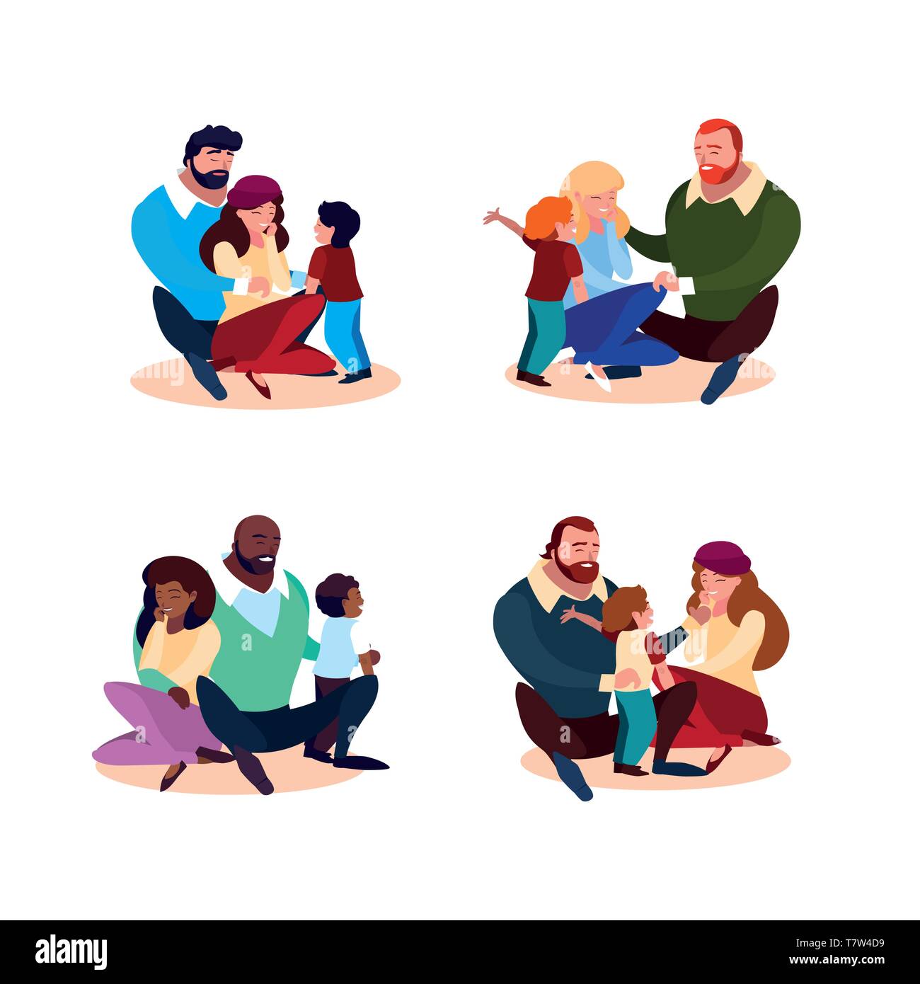 group of parents with children family vector illustration design Stock ...