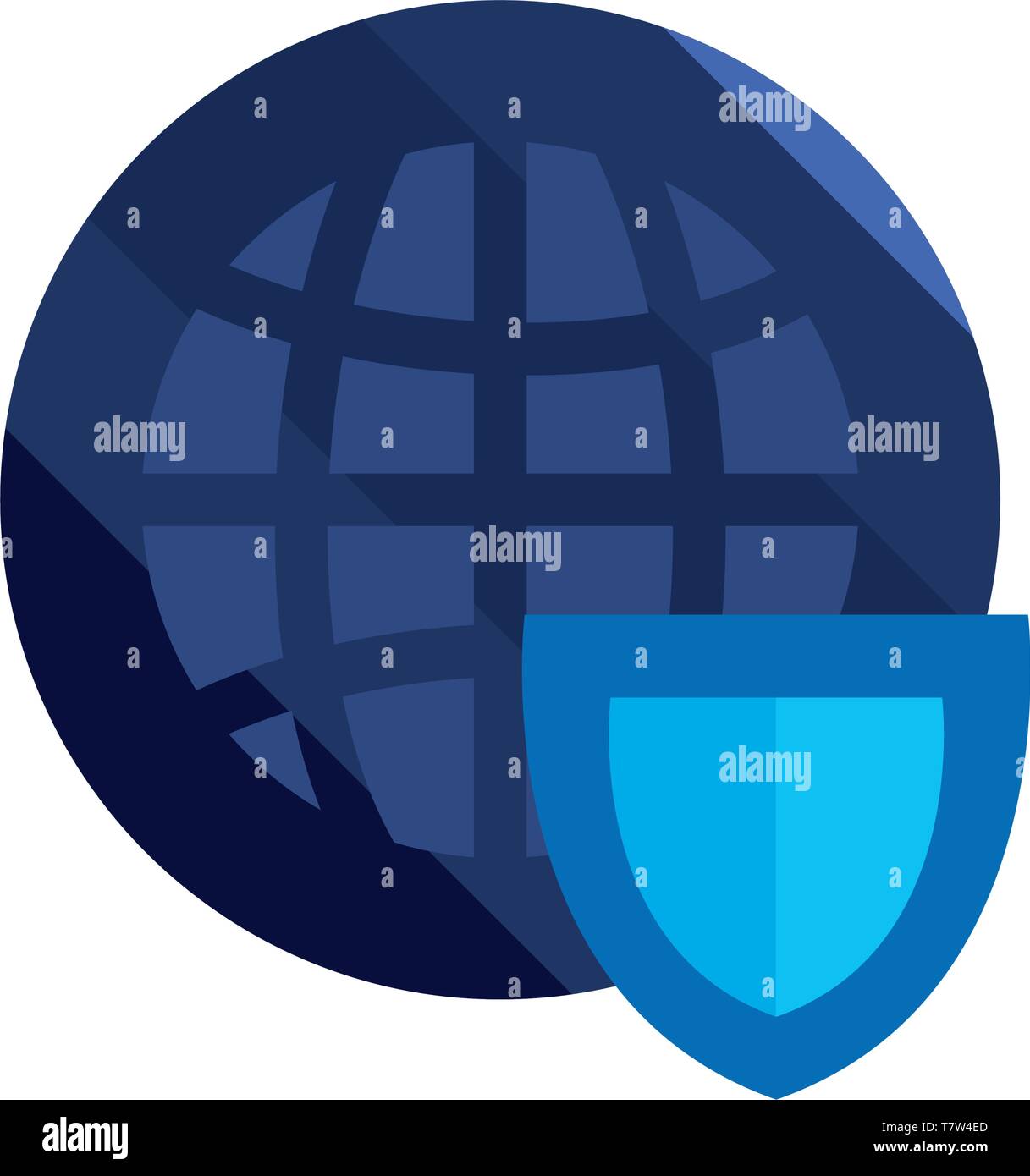 world shield cybersecurity data protection vector illustration Stock ...