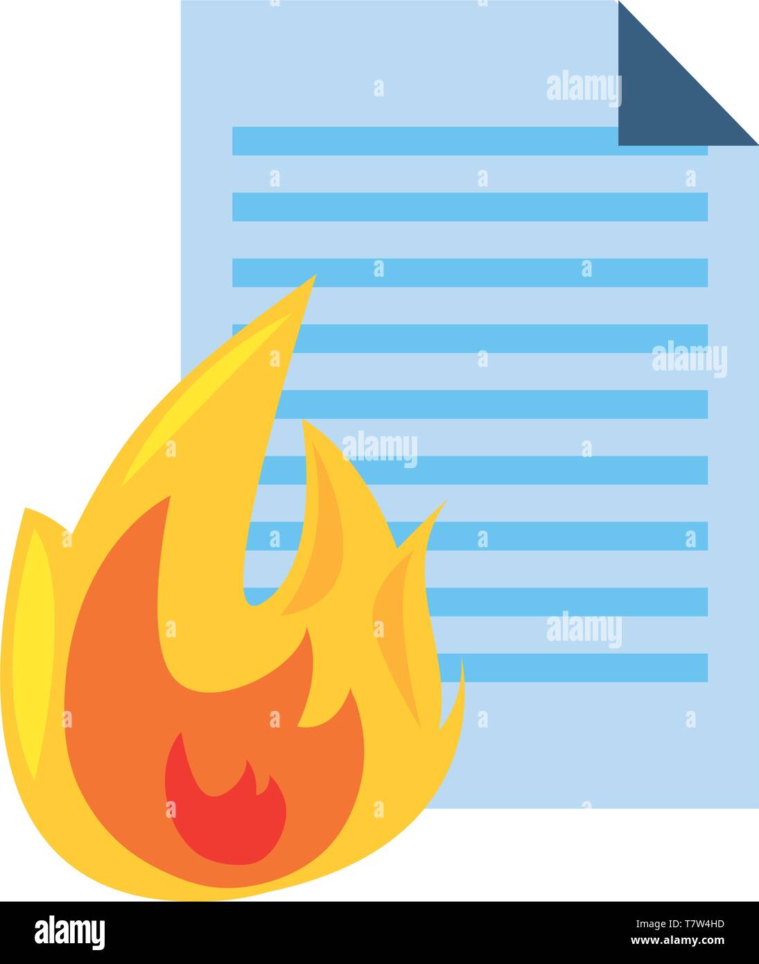 document fire cybersecurity data protection vector illustration Stock ...