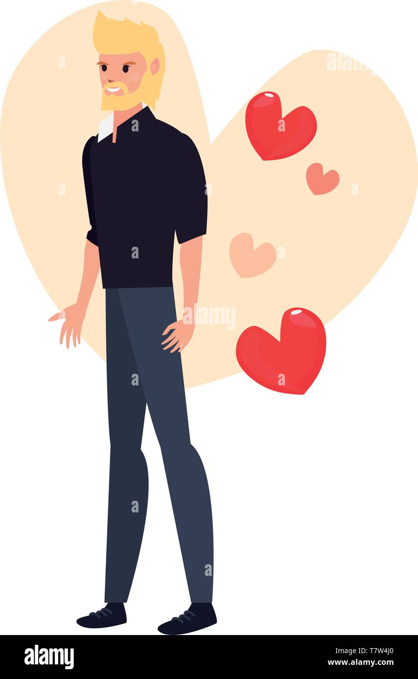 dad with love hearts happy fathers day vector illustration Stock Vector ...