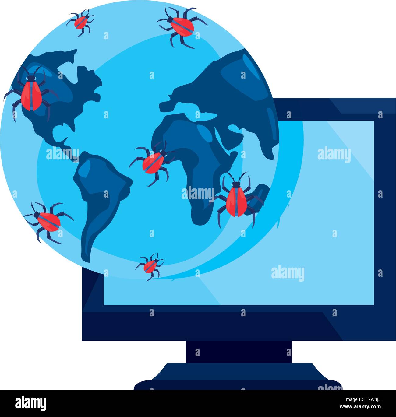 computer world virus cybersecurity data protection vector illustration ...