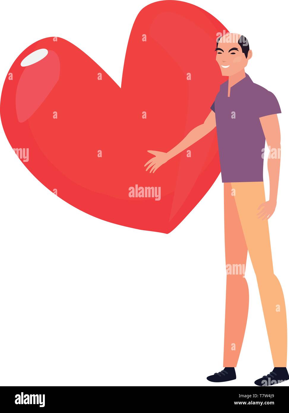 dad with love hearts happy fathers day vector illustration Stock Vector ...