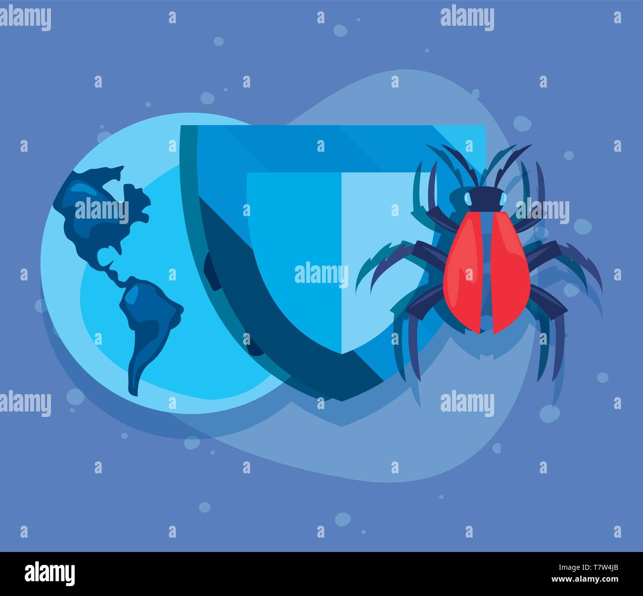 world shield virus attack cybersecurity data protection vector ...