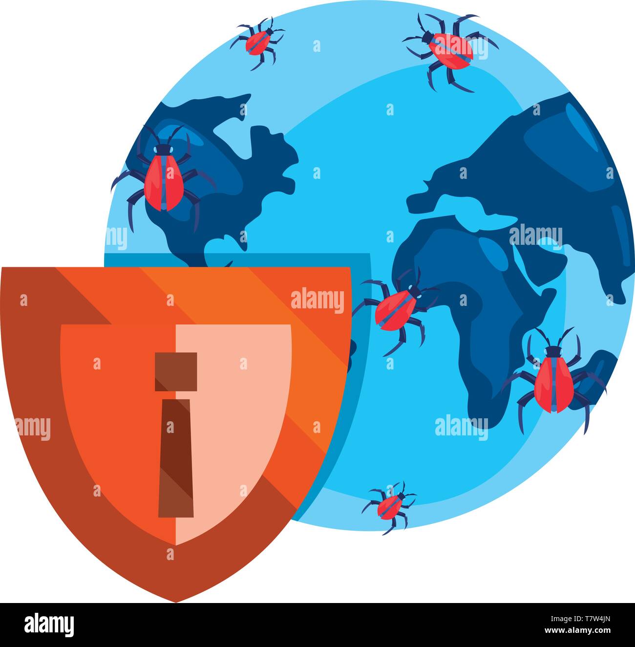 world virus shield protection warning cybersecurity data vector ...