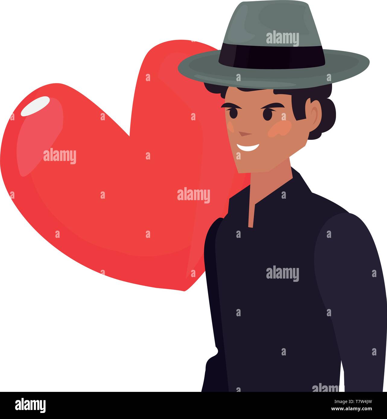 dad with love hearts happy fathers day vector illustration Stock Vector ...