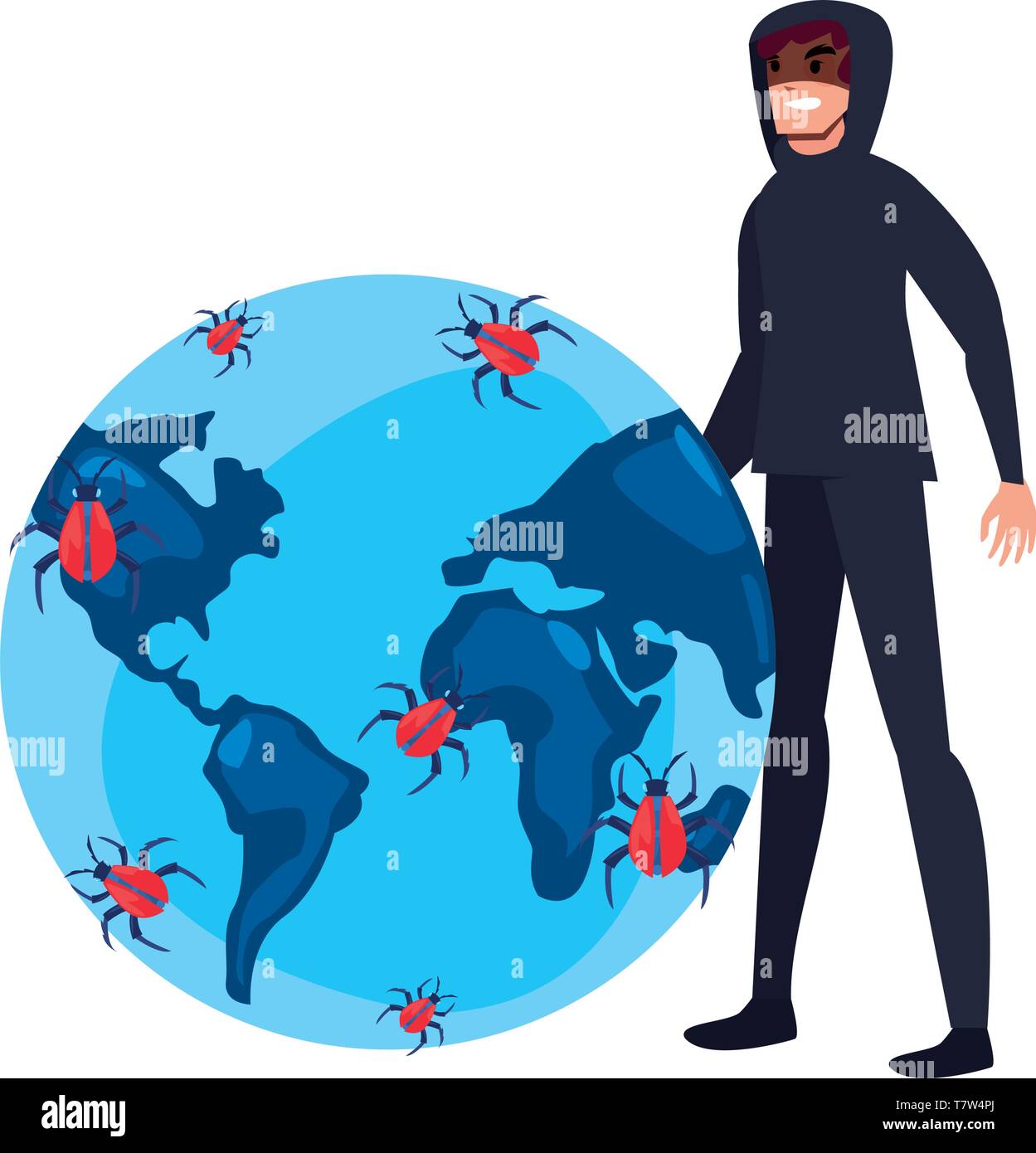 hacker world virus cybersecurity data protection vector illustration ...