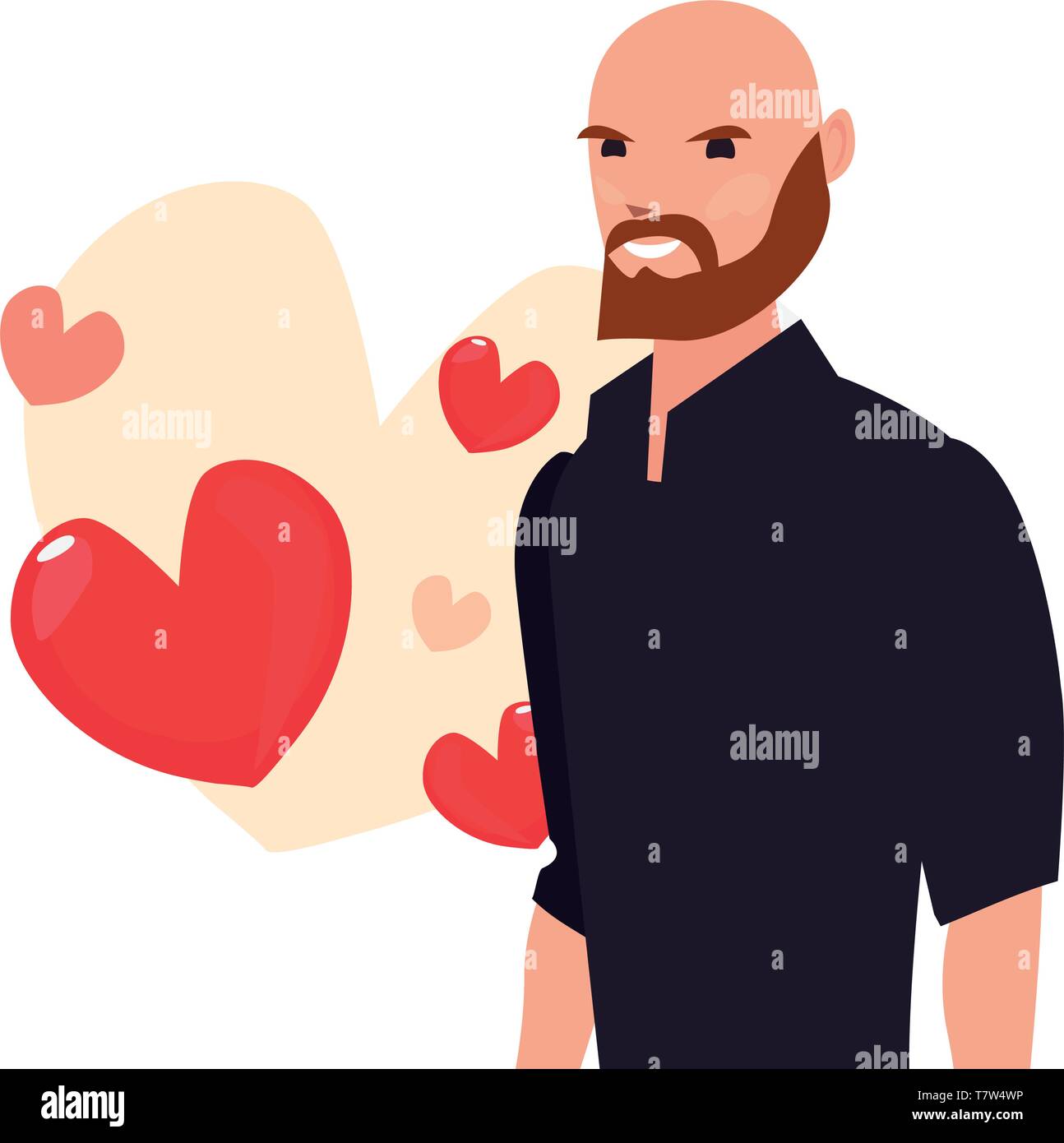dad with love hearts happy fathers day vector illustration Stock Vector ...