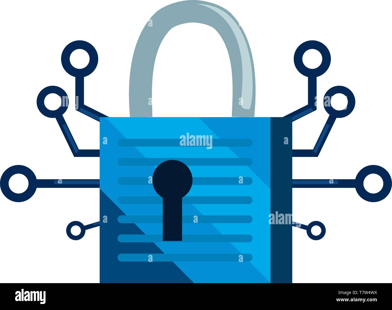 Connection Padlock Cybersecurity Data Protection Vector Illustration