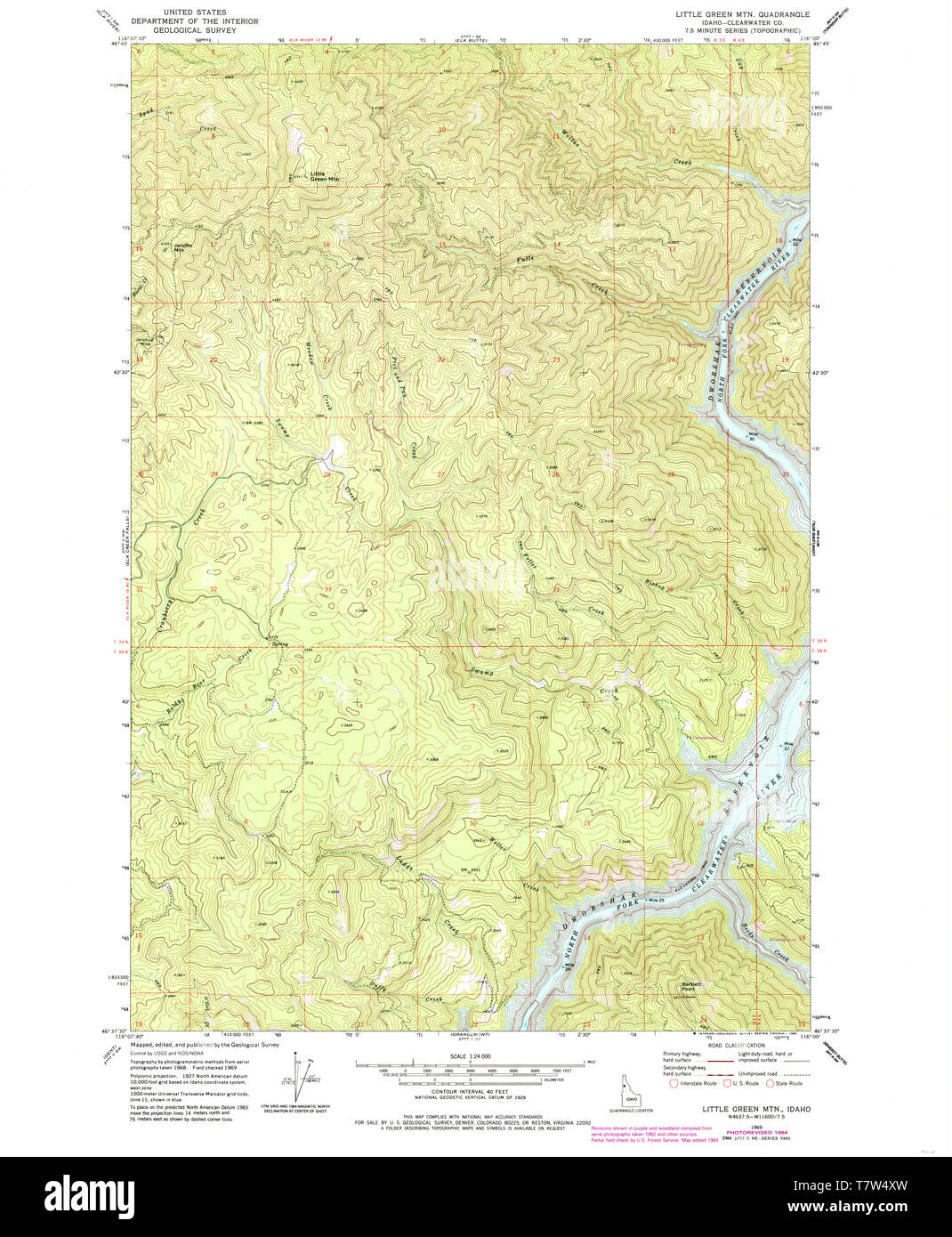 USGS TOPO Map Idaho ID Little Green Mtn 236910 1969 24000 Restoration ...