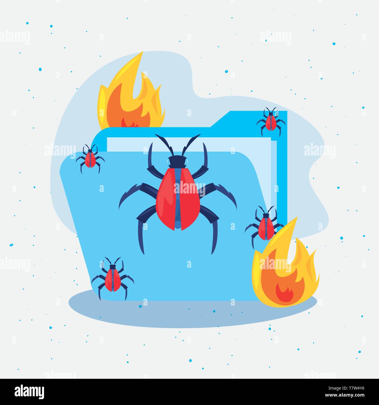 folder virus fire crime cybersecurity data protection vector ...