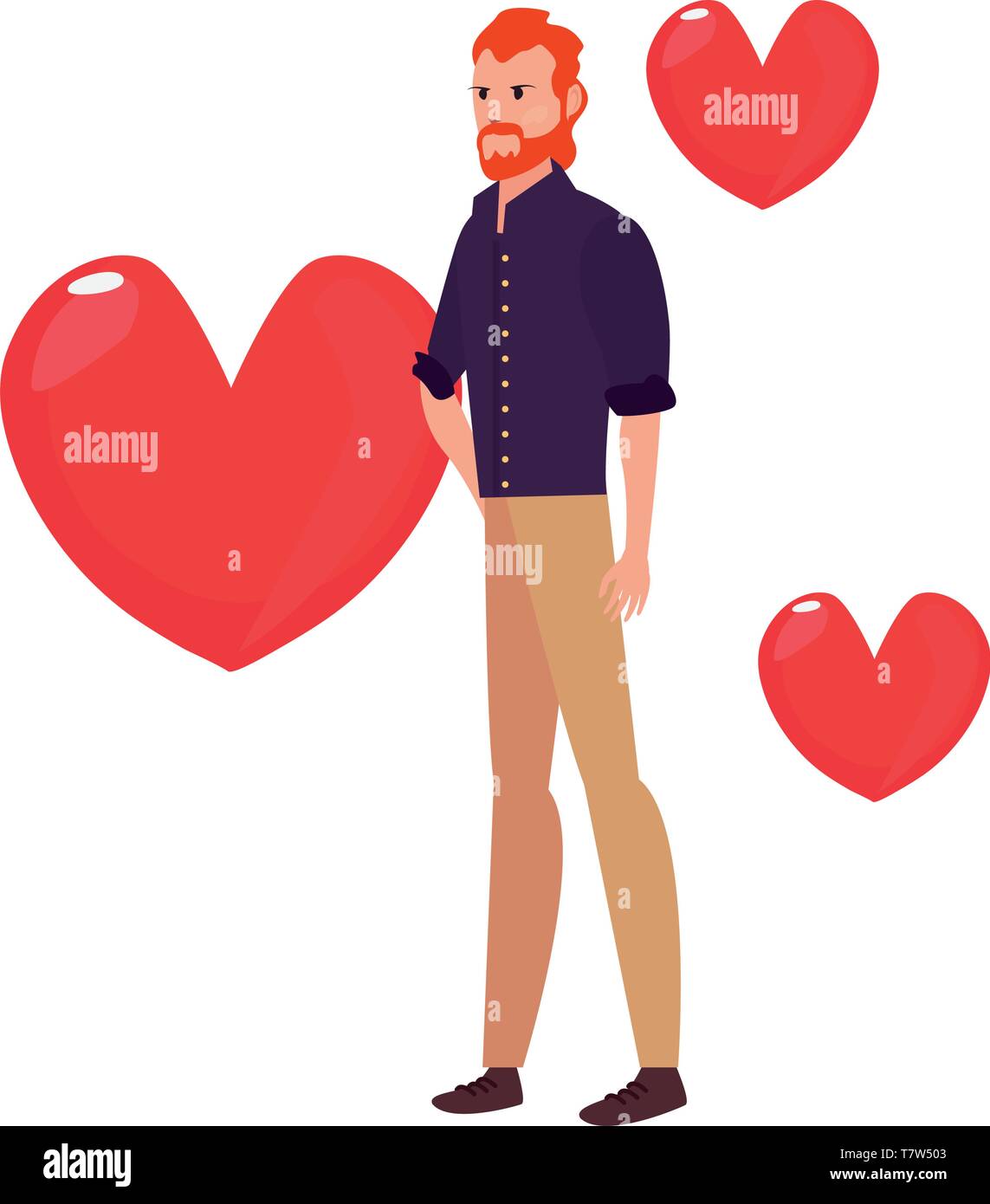 dad with love hearts happy fathers day vector illustration Stock Vector ...