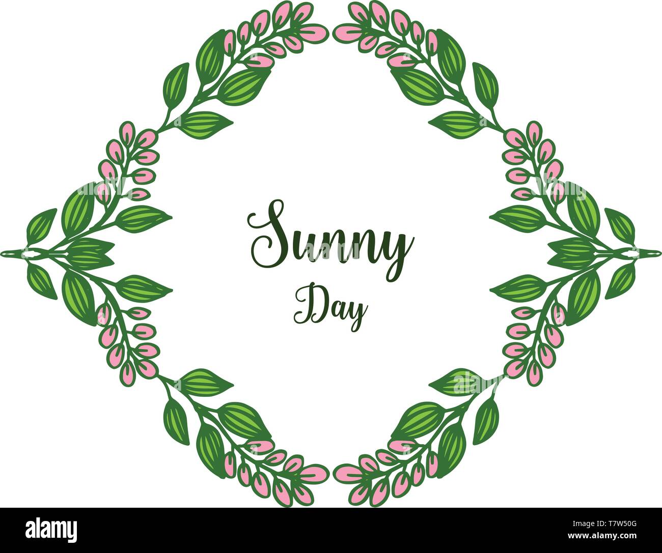 Vector illustration various leaf flower frame for design sunny day hand ...
