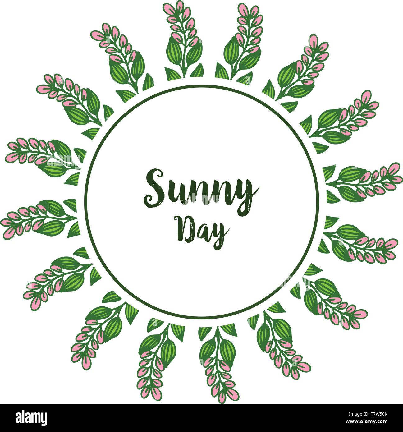 Vector illustration various leaf flower frame for design sunny day hand ...