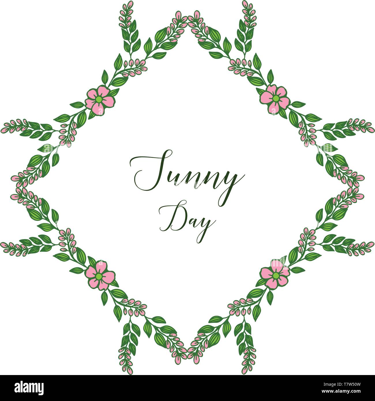 Vector illustration writing sunny day with ornate flower frame hand ...