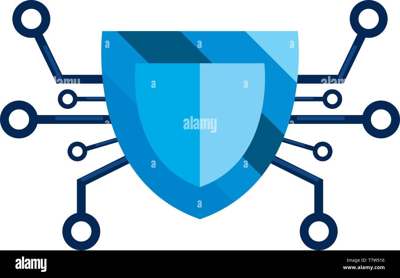 shield connection cybersecurity data protection vector illustration ...