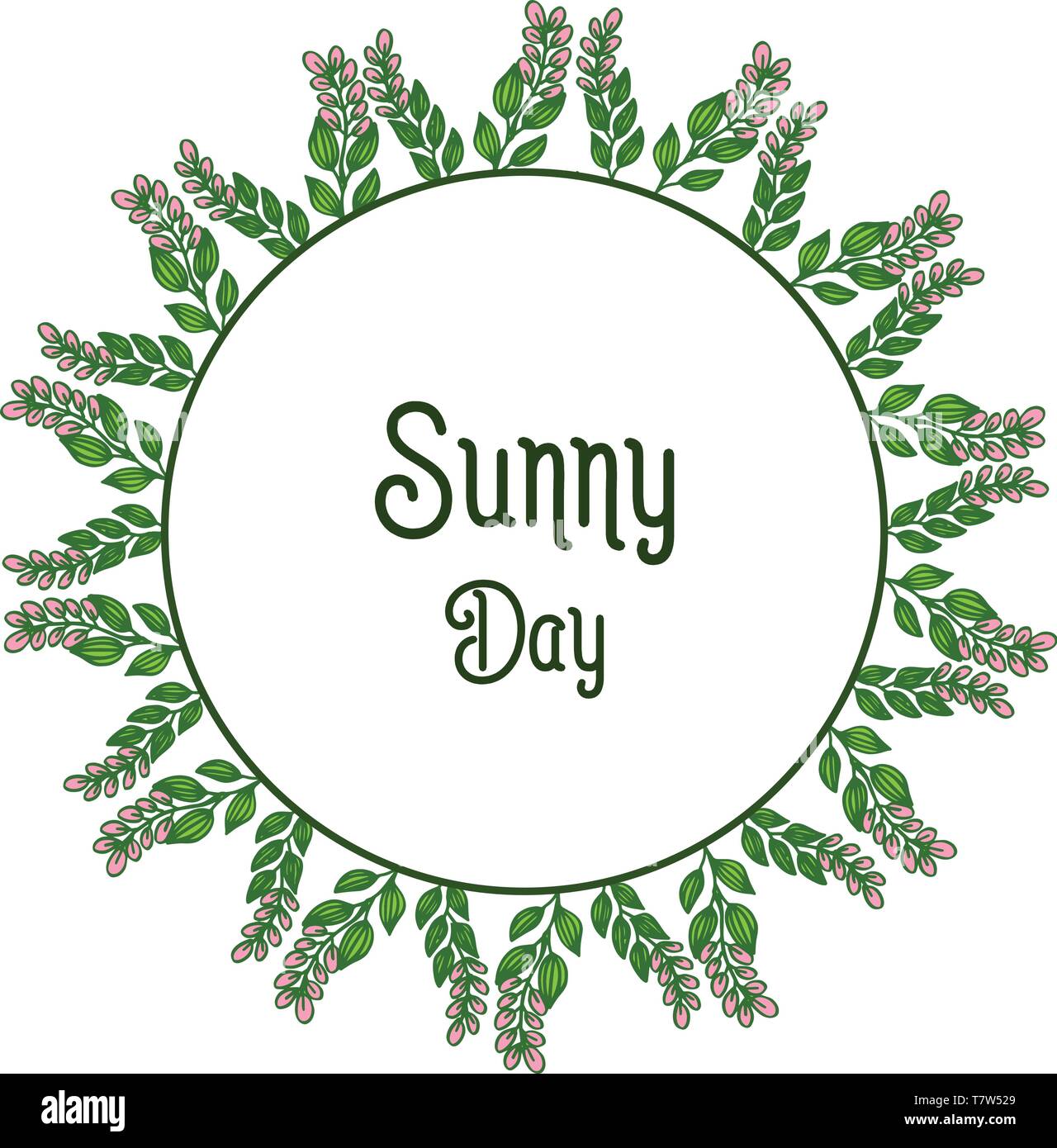 Vector illustration lettering sunny day for drawing flower frame hand ...
