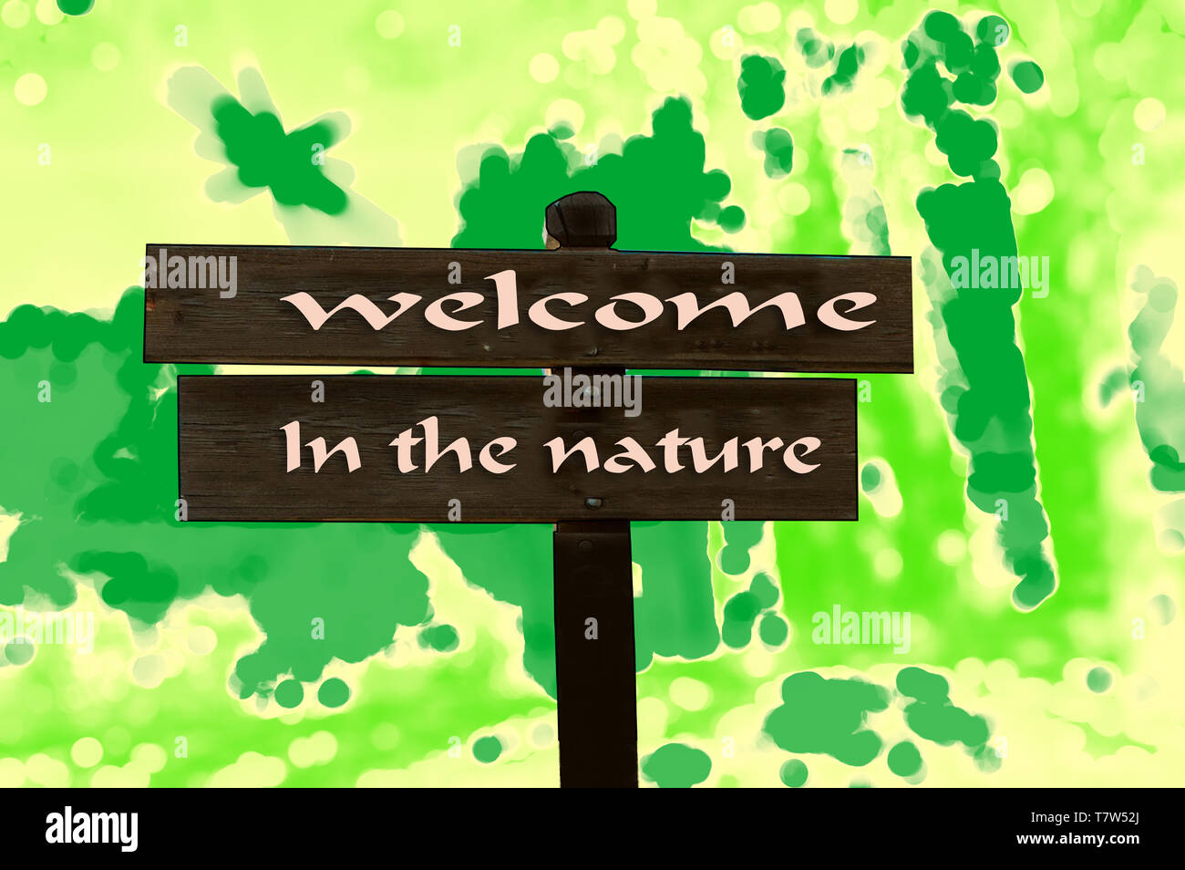 hiking signs in nature Stock Photo - Alamy