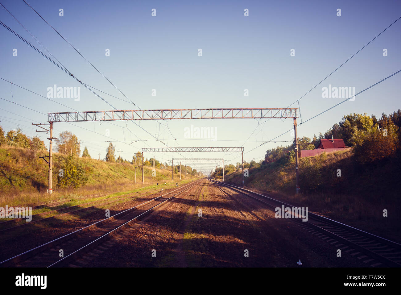 Railway station in the Russian village. Russian railway. Public ...