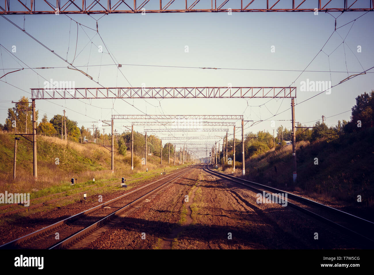 Railway station in the Russian village. Russian railway. Public ...
