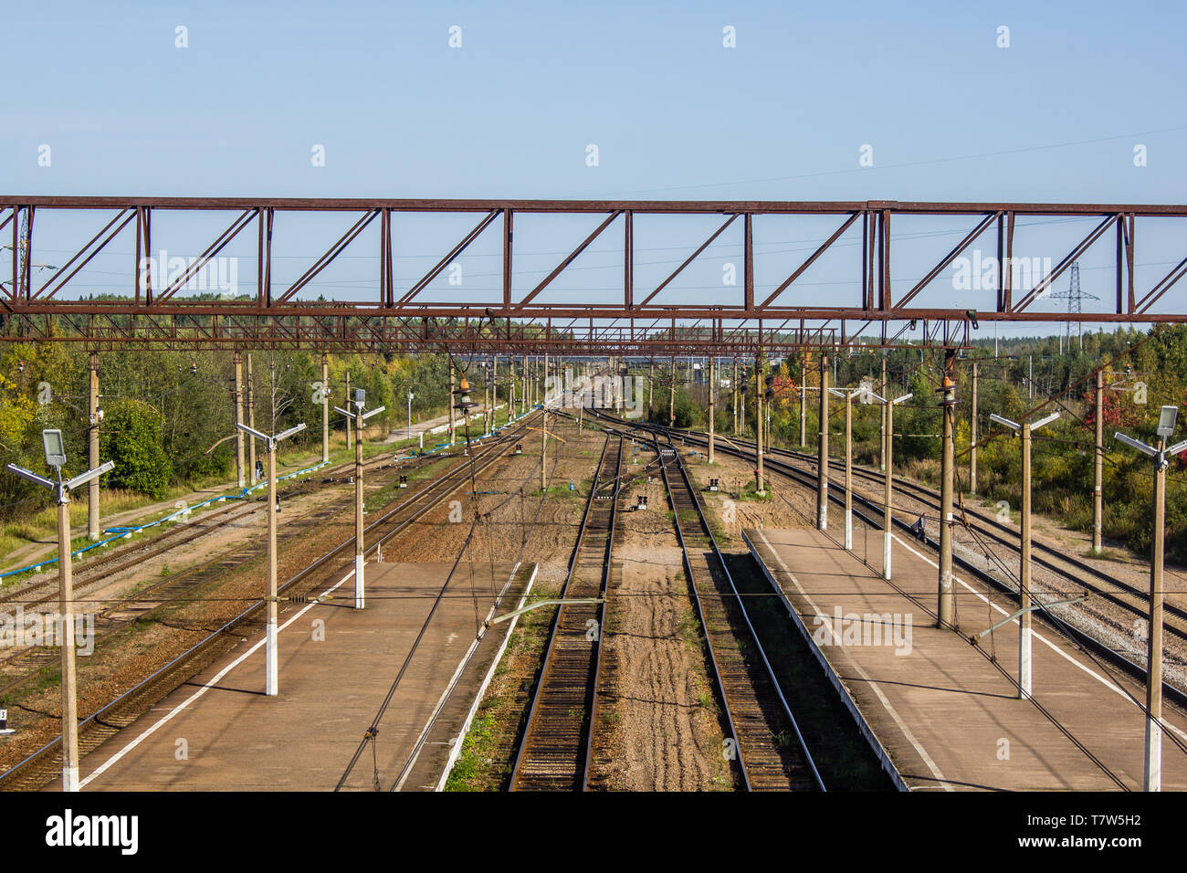 Railway station in the Russian village. Russian railway. Public ...