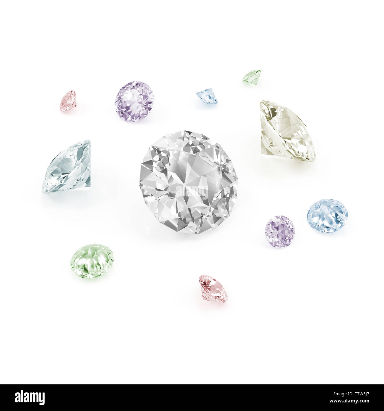 Colorful Diamonds isolated on white background Stock Photo - Alamy