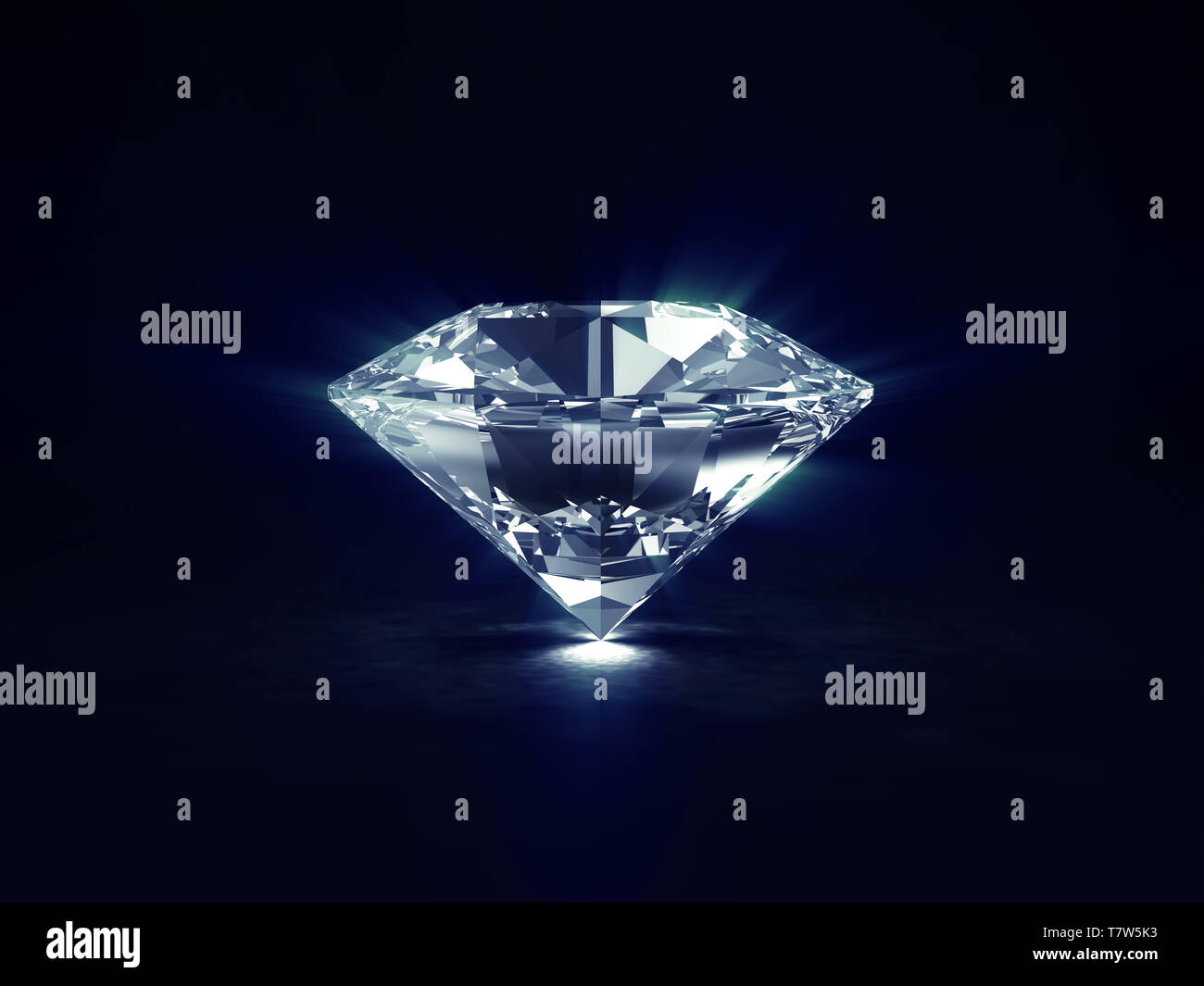 Big Blue Diamond on black background with Glowing Rays Stock Photo - Alamy