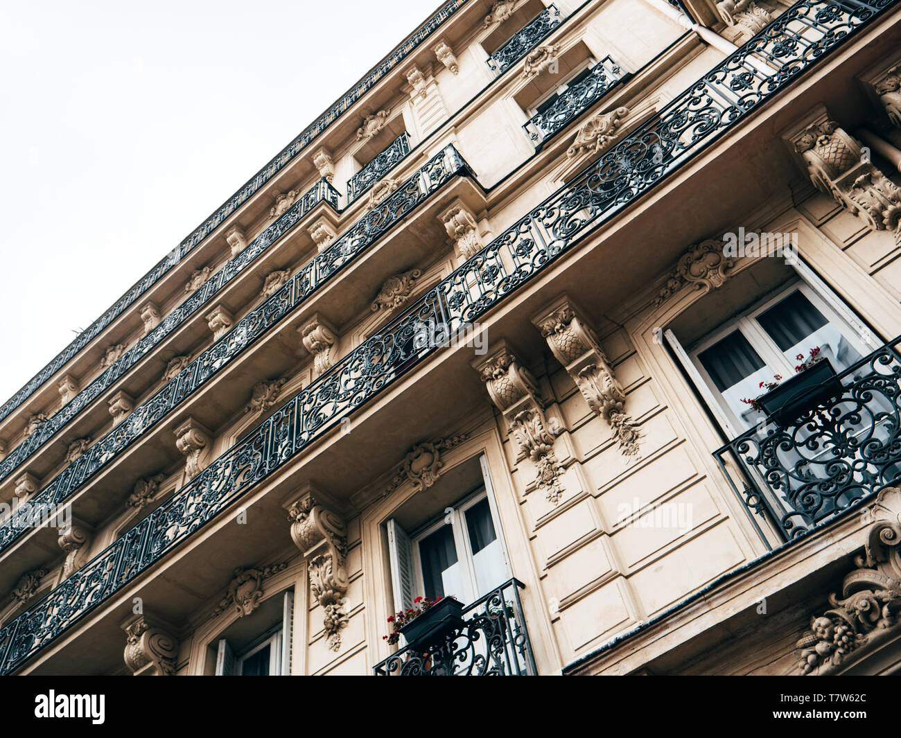 Typical traditional French haussmannian architecture apartments with ...