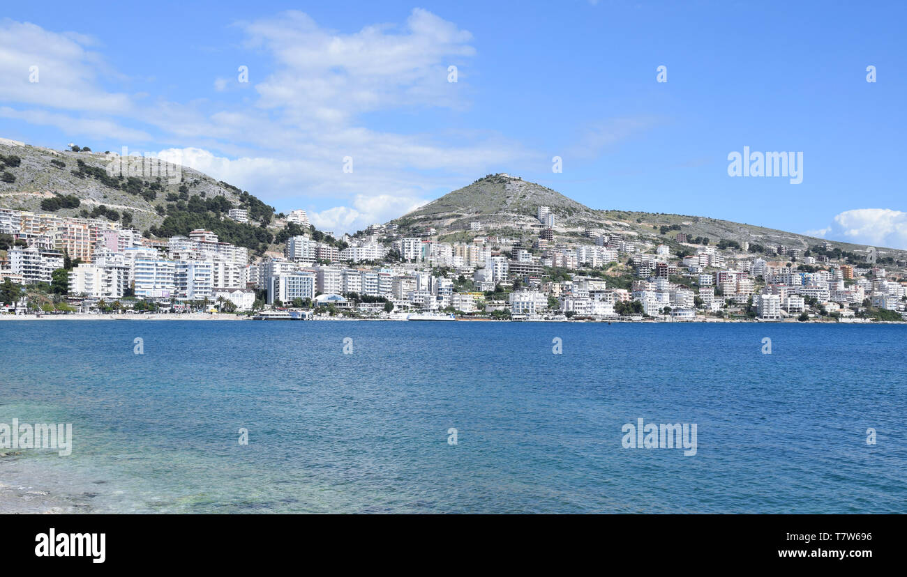 Saranda City landscape in sunny day. Southern Albania Stock Photo - Alamy