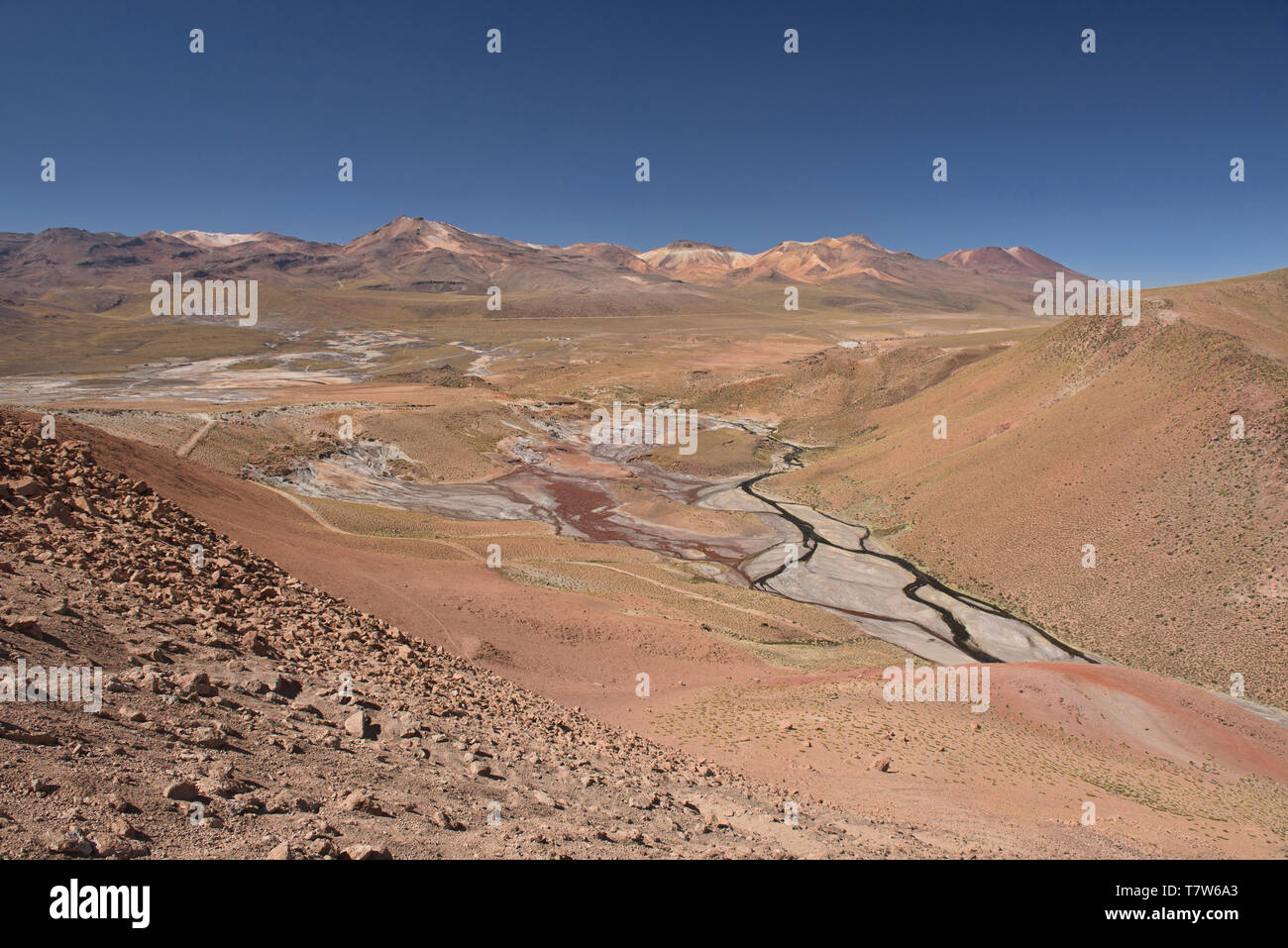 View of the Rio Blanco near El Tatio Geyser, San Pedro de Atacama ...