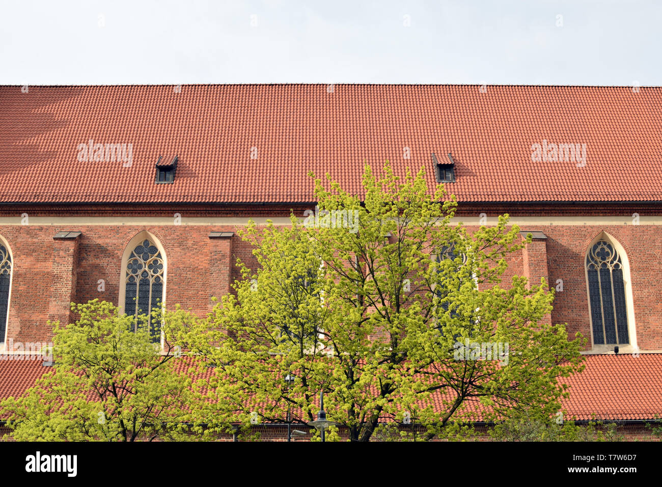 Gothic church wall and roof. Brick gothic wall Stock Photo - Alamy