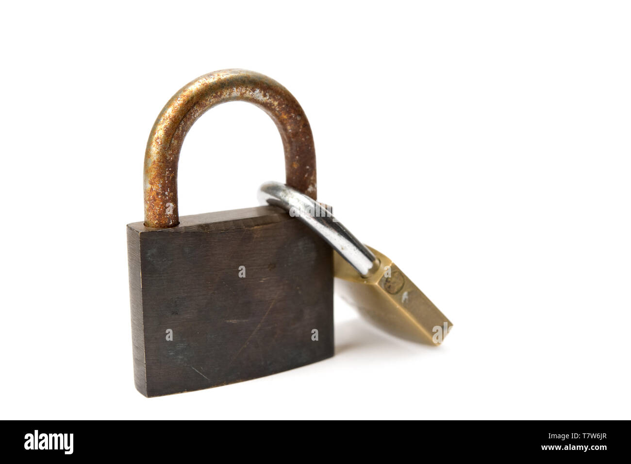 Two padlocks locked together hi-res stock photography and images - Alamy