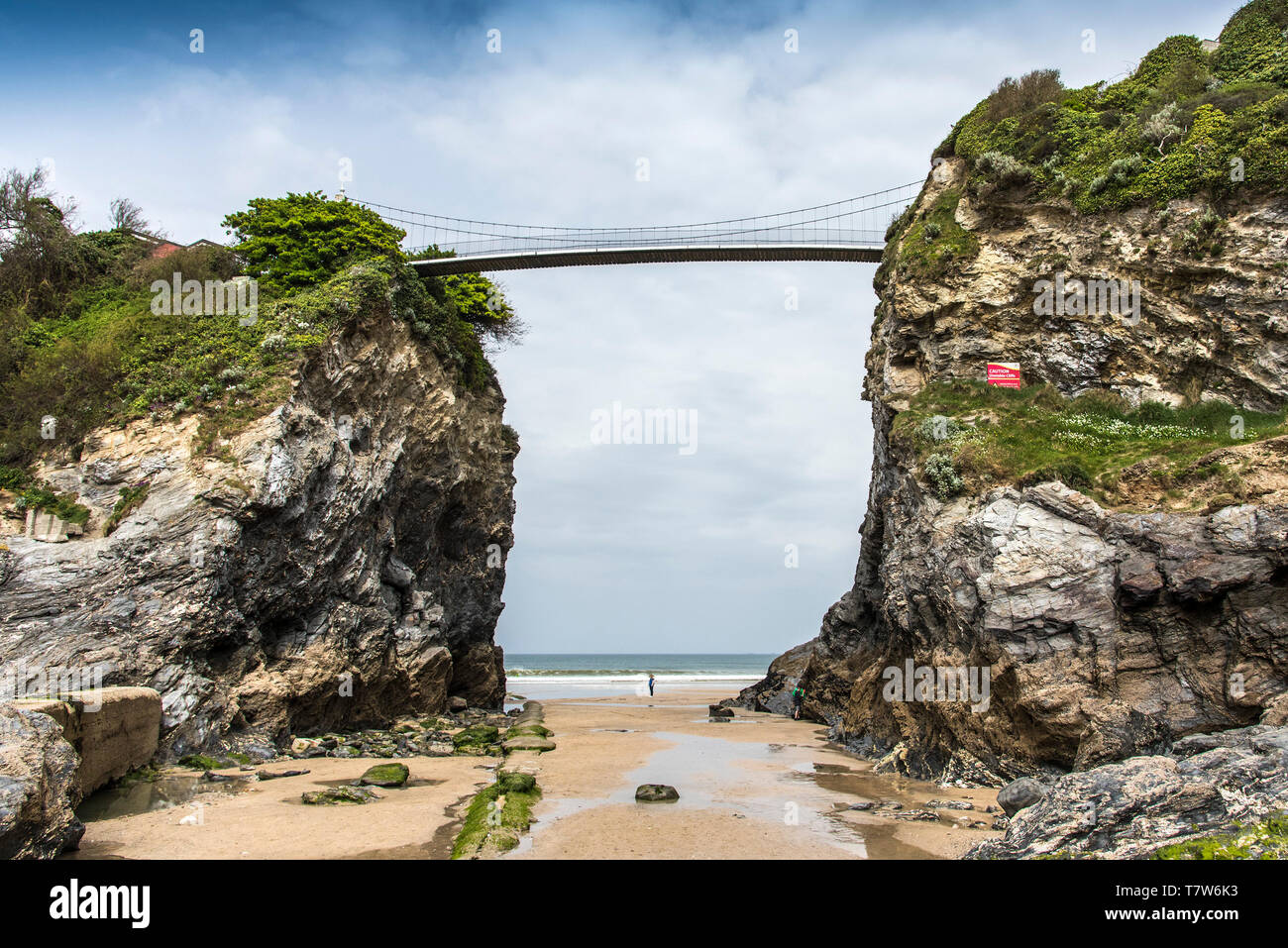 The footbridge connecting the mainland to The Island at Towan Beach in ...