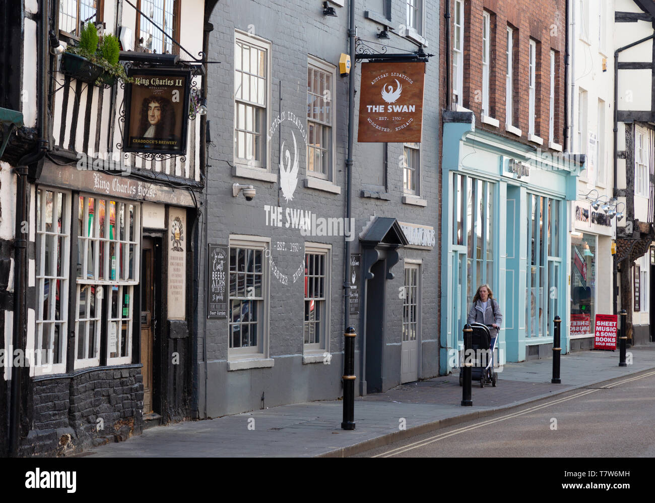 New Street, a medieval street in the city of Worcester, Worcestershire ...