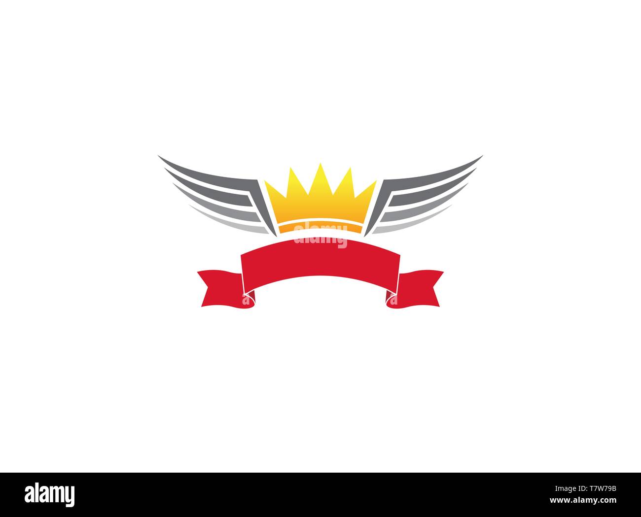 Banner with crown and wings for logo vector design Stock Vector Image ...